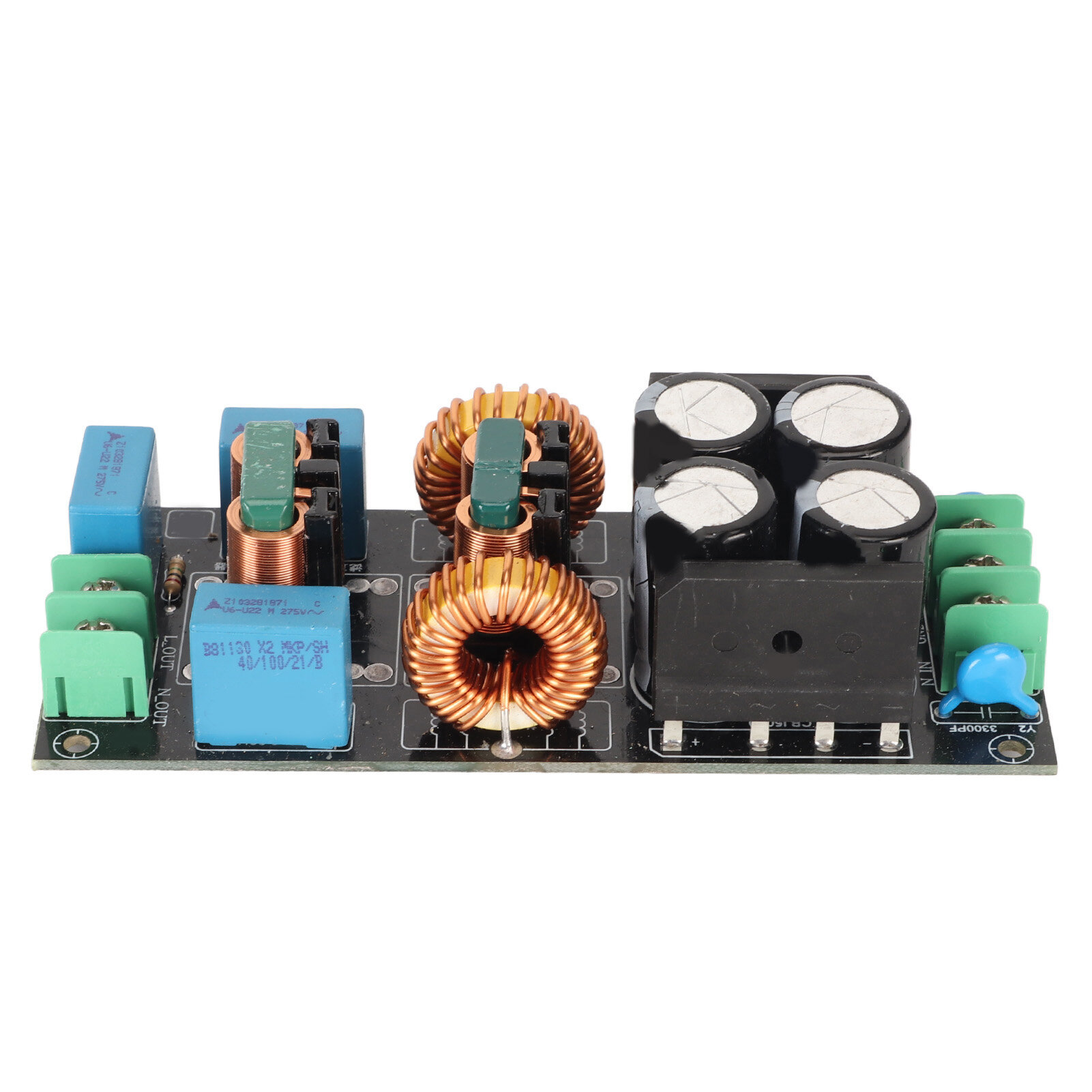 Двухступенчатый фильтр синфазных помех для звукового усилителя, питание от сети переменного тока 110–250 В.