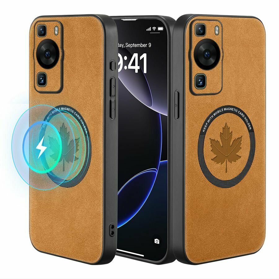 Рисунок кленового листа MagSafe чехол для Huawei P60/P60 pro(Хуавей П60/П60 Про) Нескользящий и удобный