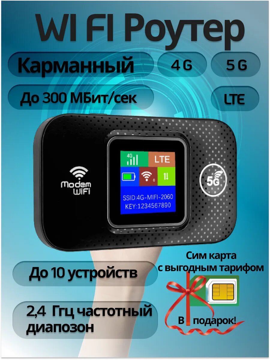 Карманный роутер, вай фай роутер, Wi-Fi роутер переносной с поддержкой SIM-карты,4g wifi роутер модем