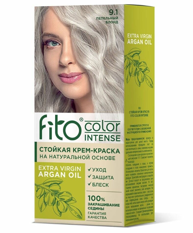 Краска для волос Fito color intense 115мл тон 9.1 Пепельный блонд