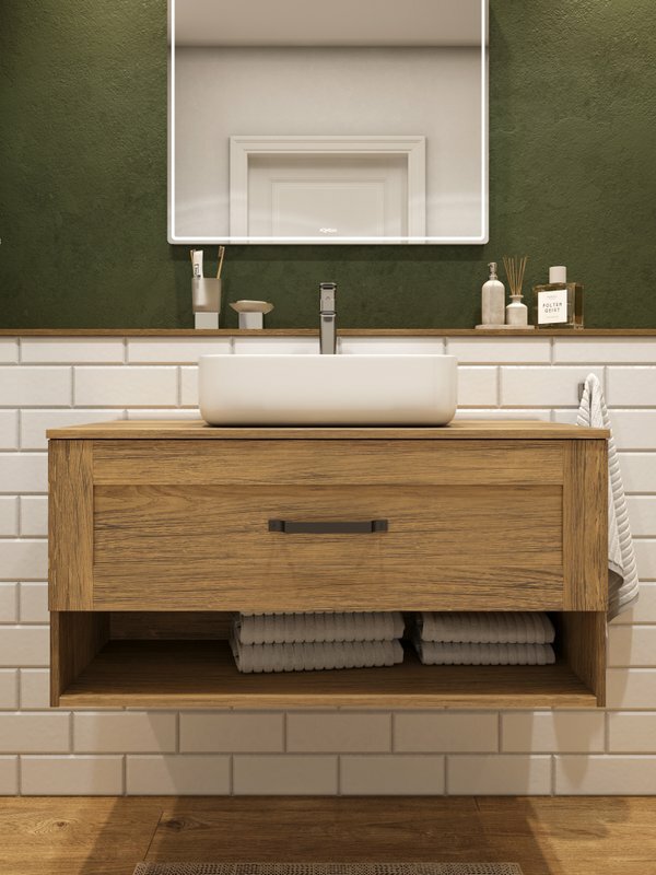 Тумба с раковиной Aqwella Craft 100 дуб балтийский