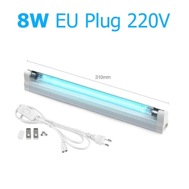 Кварцевая лампа T5 трубка UVC, УФ-лампа для стерилизации, озоновая бактерицидная Ультрафиолетовая лампа для дезинфекции, дезинфекция, 220 В переменного тока, 110 В 8W EU Plug 220V
