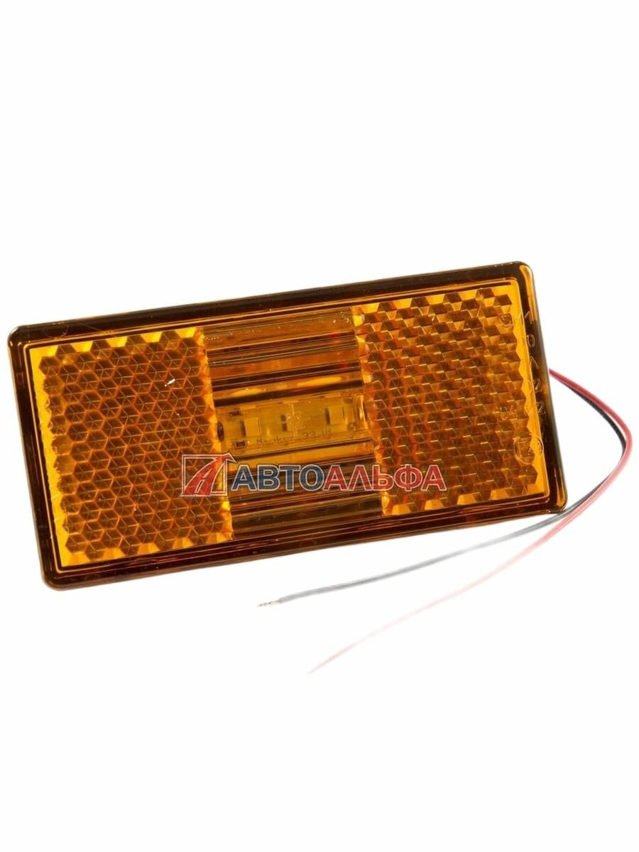 Фонарь боковой габаритный 24В светодиодный желтый с проводом 51-00 КАМАЗ, урал