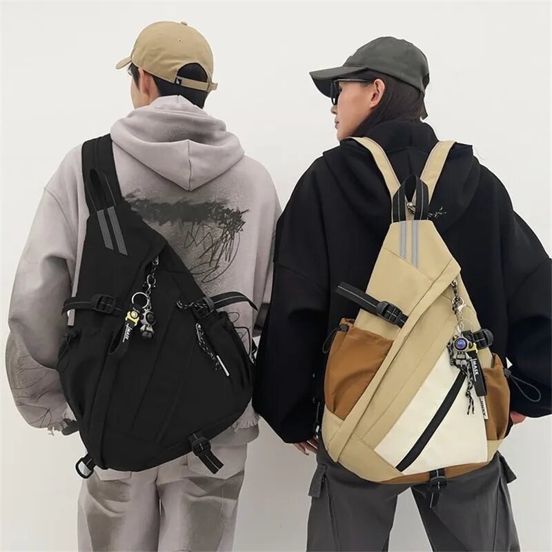 2024 Techwear Стиль Хип-Хоп Спортивный Мотоциклетный Рюкзак Мужчины Женщины Khaki Small