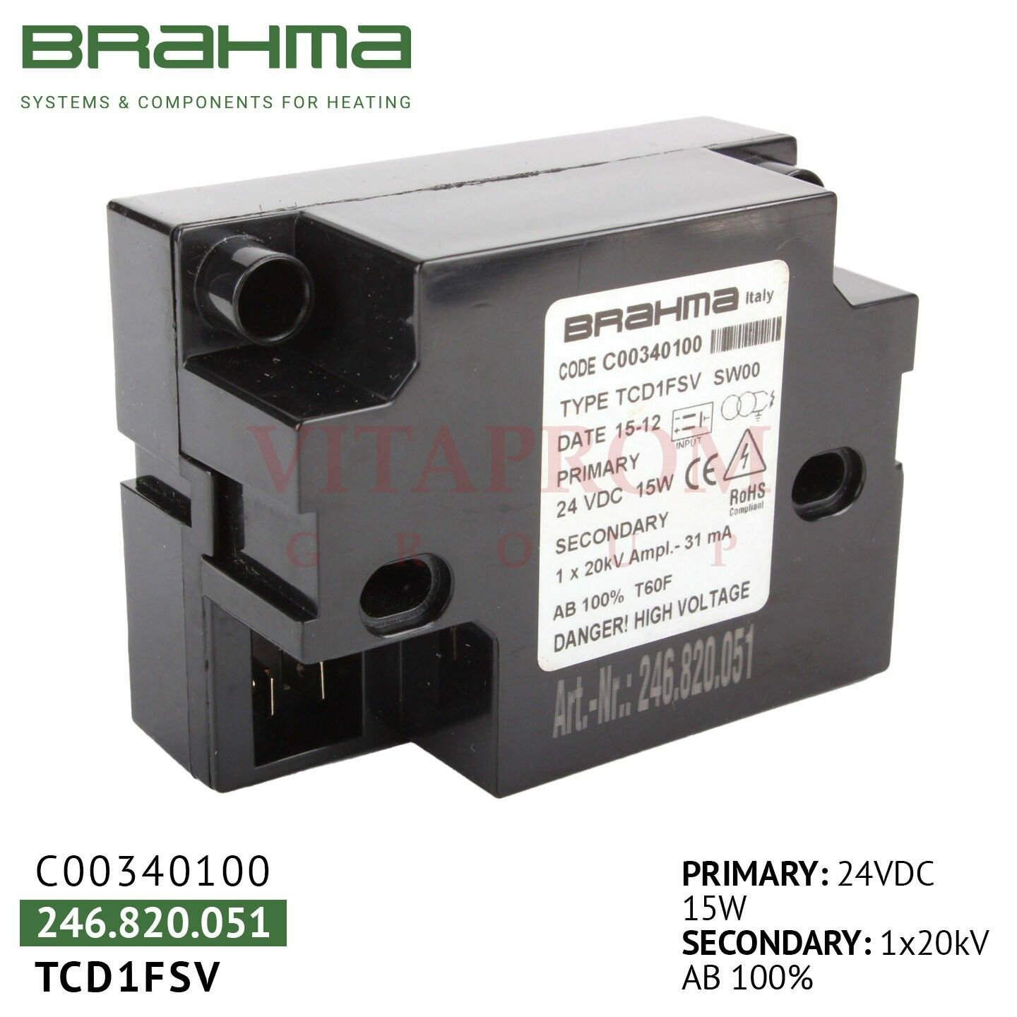 Трансформатор Brahma TCD1FSV, C00340100 — фото 1
