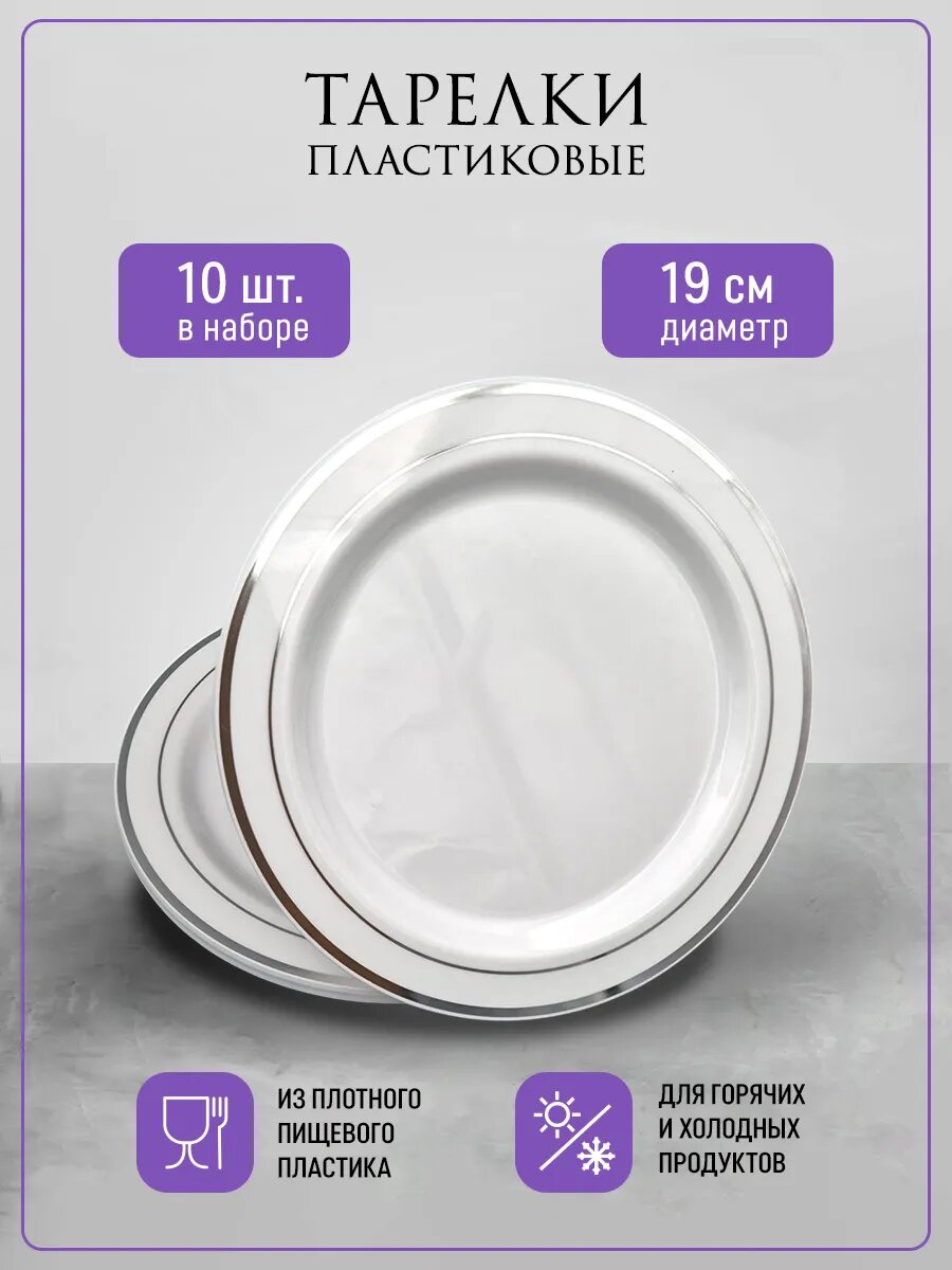 Тарелки одноразовые пластиковые набор для пикника