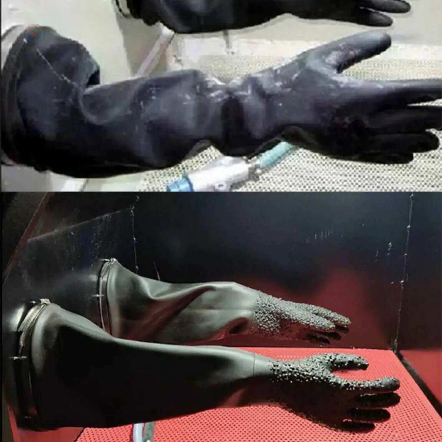 Перчатки камерные для пескоструйной камеры, защитные длинные 65 см, эластичные износостойкие, противоскользящие, защита рук от абразива и пыли