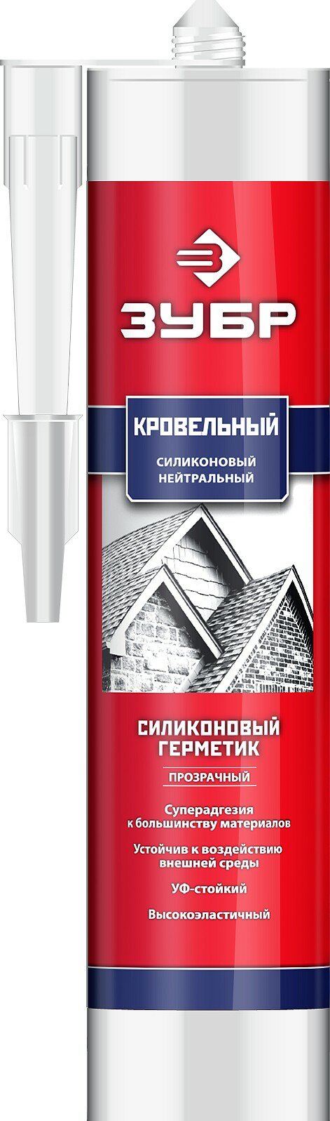 Герметик силиконовый KRAFTOOL Профессионал, кровельный, прозрачный, объем 280 мл