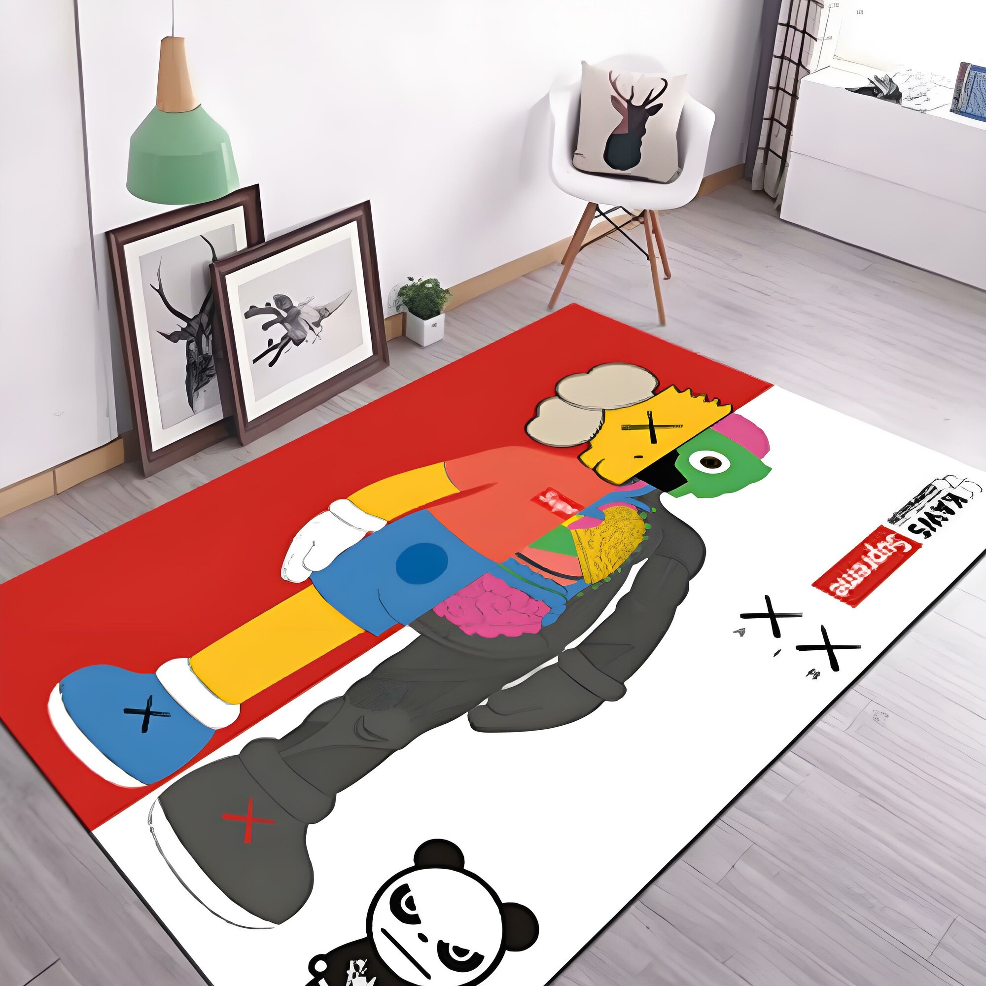 Ковер безворсовый KAWS Companion/Кавс 120x170см. Коврик универсальный, в спальню, в гостиную, противоскользящий05