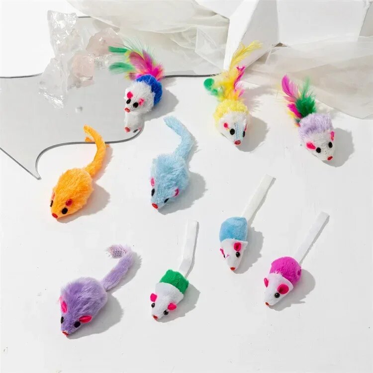 Игрушки для кошек мышки с мятой, 6 шт, Mixed