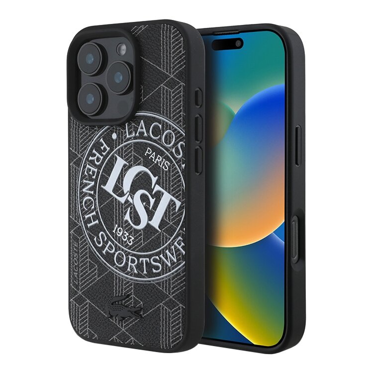 Lacoste чехол MagSafe для iPhone 16 Pro, PC/TPU&PVC Sportswear, Black