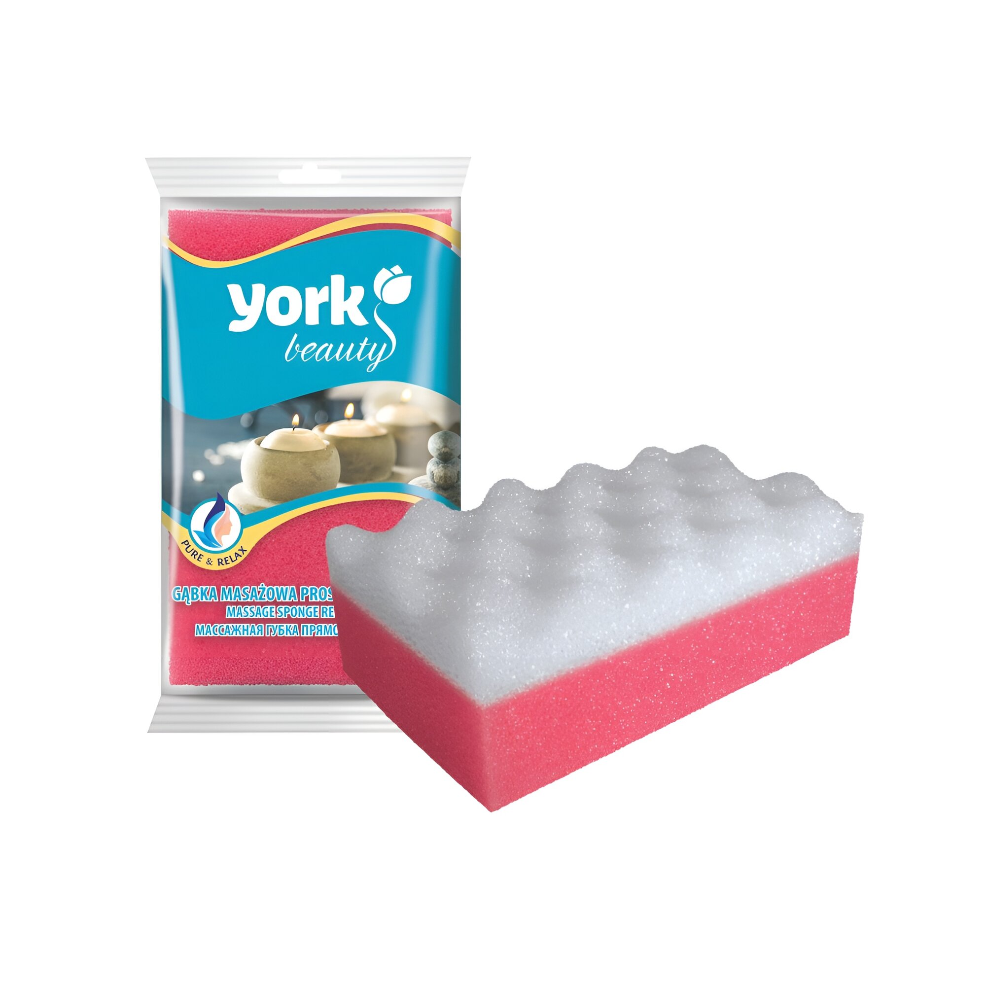 Губка для тела York Прямоугольник, массажная, 13 x 8 x 5 см, Цвет: микс