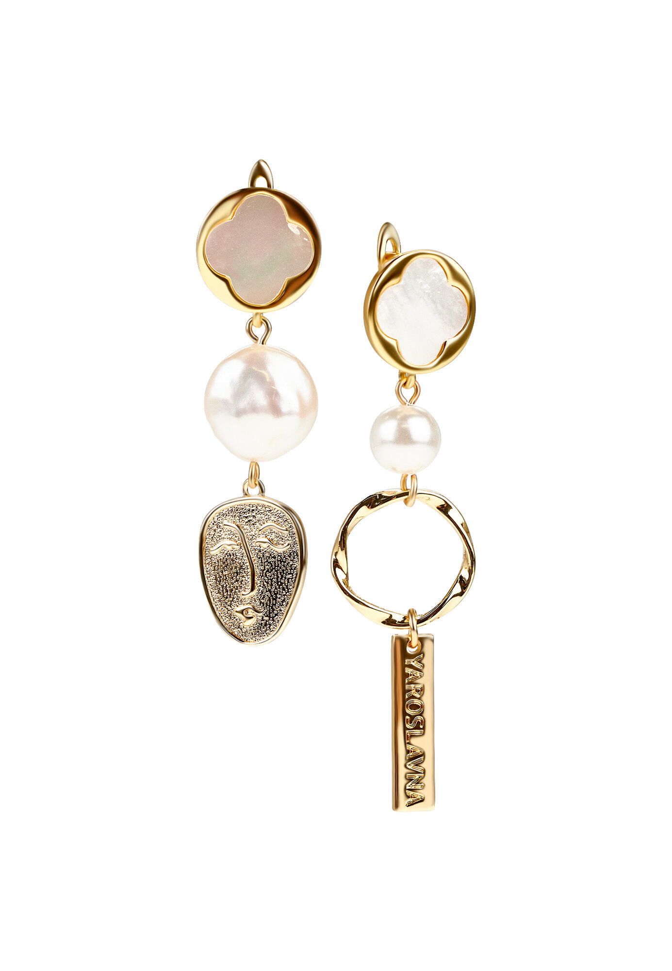 Серьги с подвесками, жемчуг барочный, перламутр