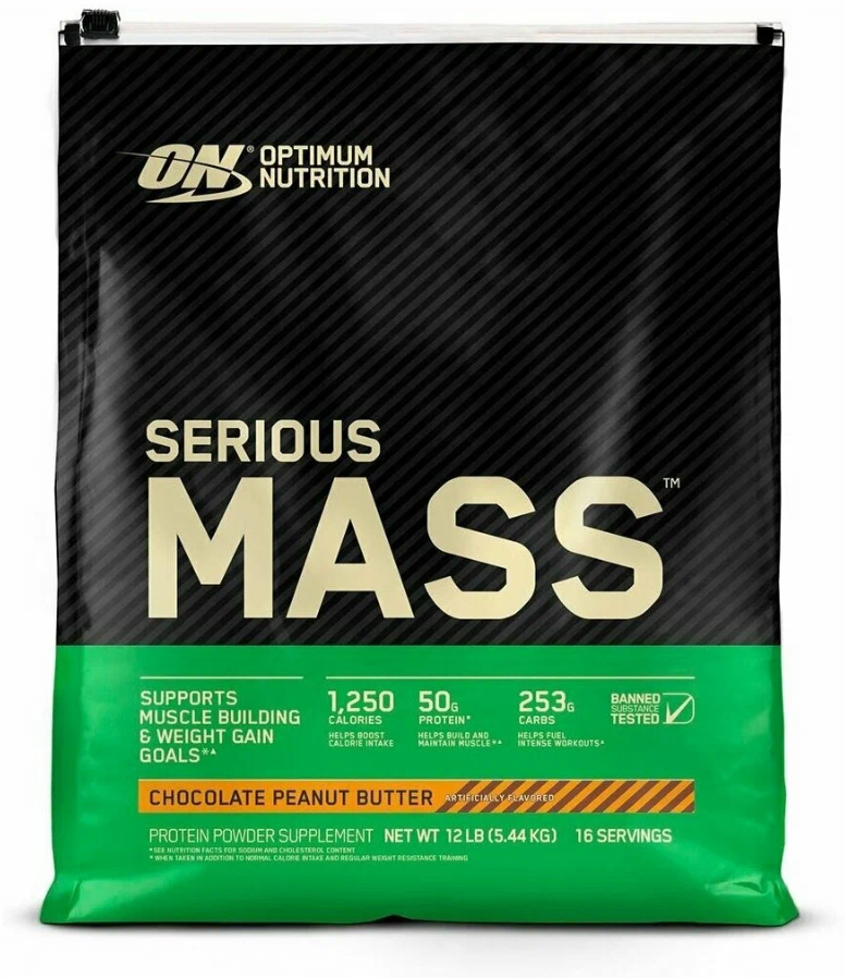 Гейнер Optimum Nutrition Serious Mass (5.44 кг) Шоколад Арахисовая паста