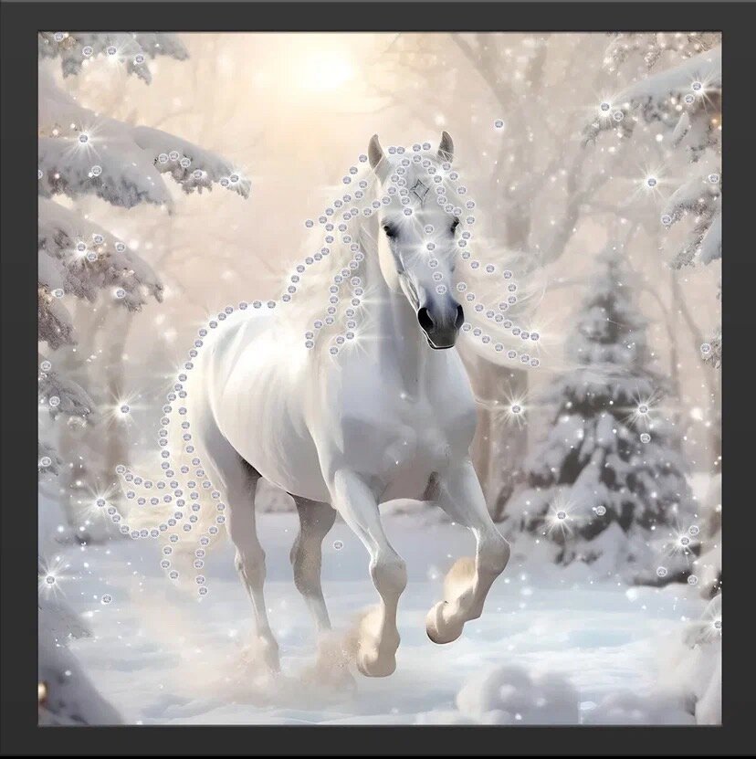 Картина «Белый дух метели» с кристаллами Swarovski, 20x20 см