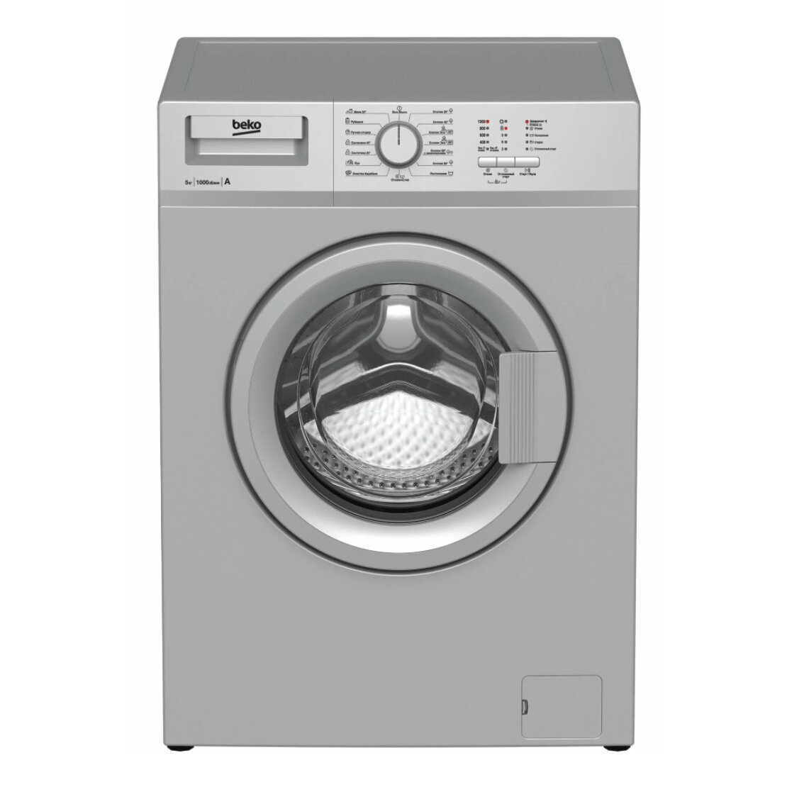 Стиральная машина Beko WRS 55P1 BSS, загрузка 5 кг, 1000 об/мин, отложенный старт, серебристая