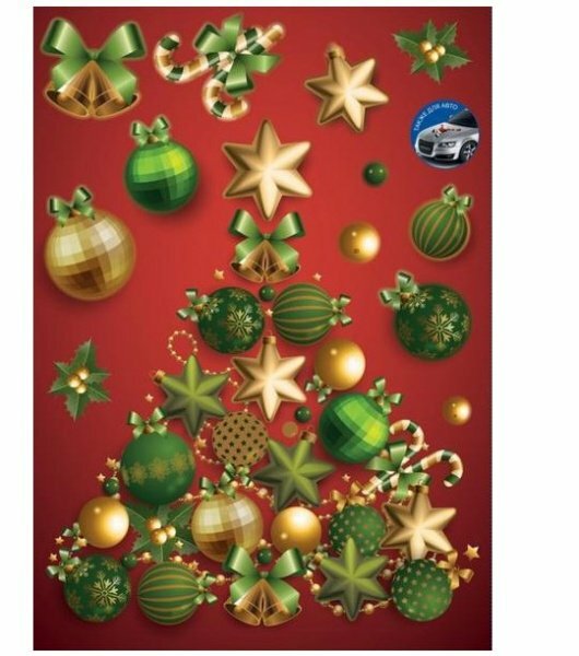 Наклейки Елка на красном фоне NL 4005