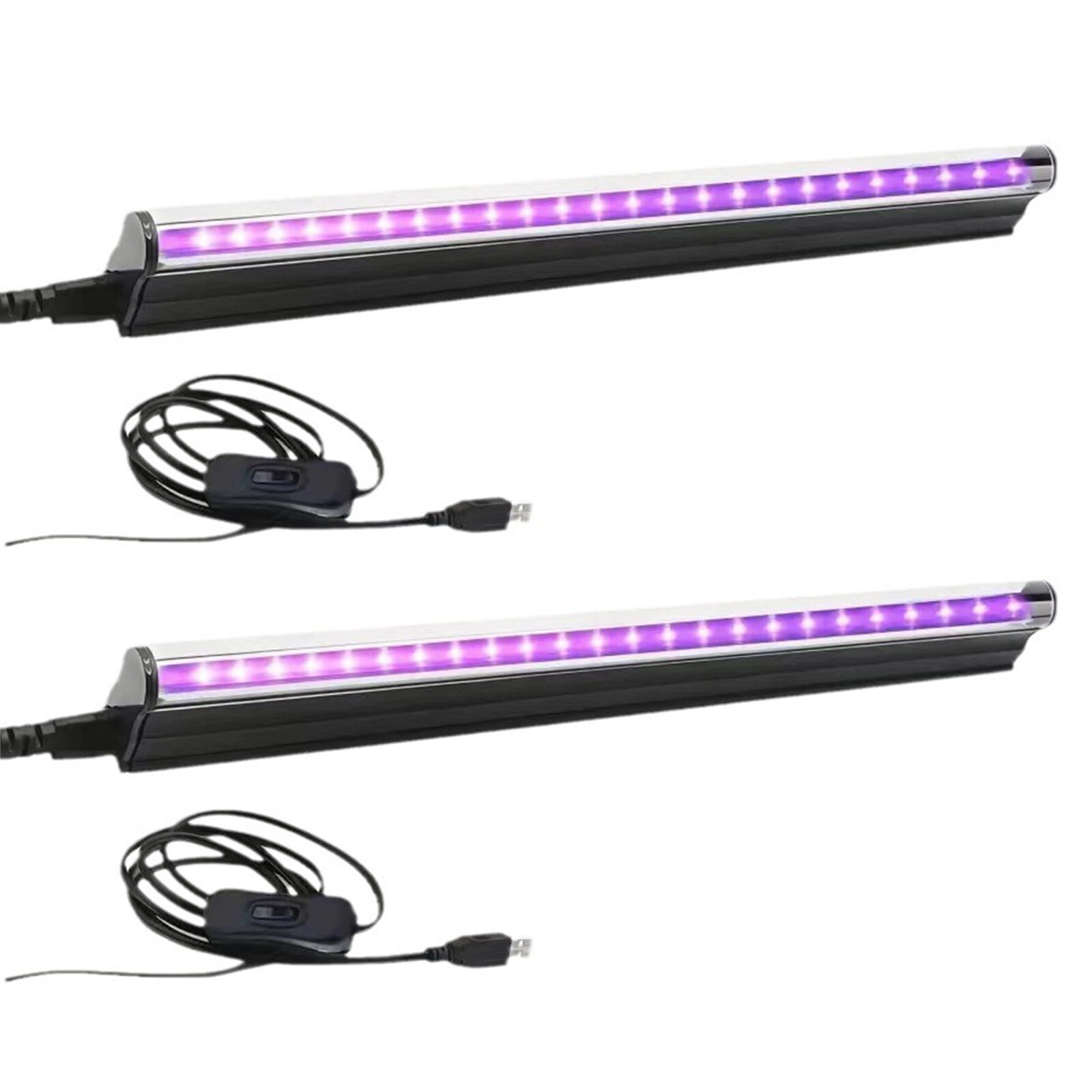 2 упаковки светодиодных УФ-ламп Blacklight UV Bar Stage Blacklight Tube Portable UV Light для обнаружения флуоресценции LED Party Light USB Plug and Play