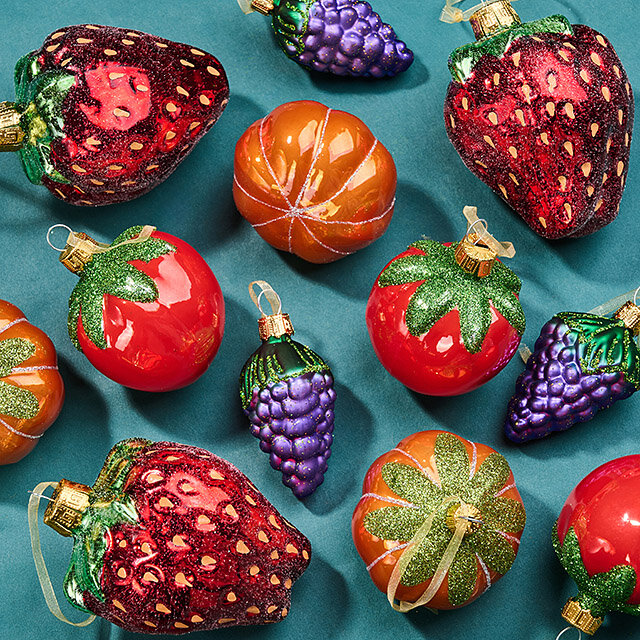 Елочные игрушки Овощи и Ягоды - Beautiful Garden 7 см, 12 шт, стекло , Winter Deco, 5030172-набор