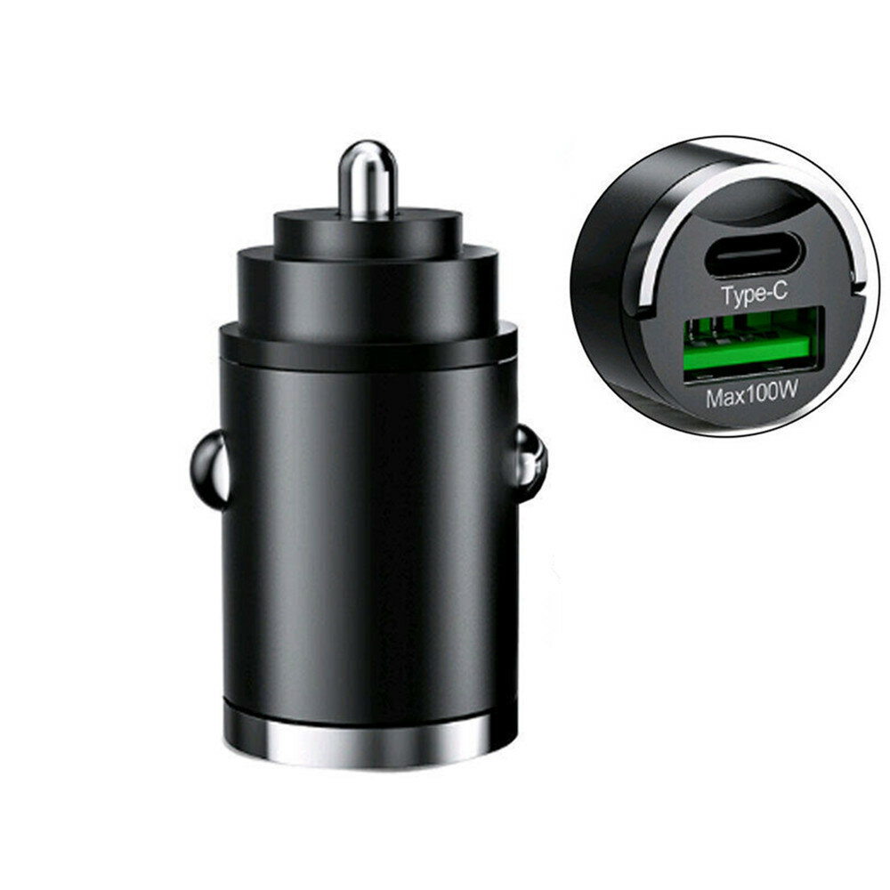 Зарядное устройство для телефона USB 100 Вт, Type C, QC3.0, черного цвета, для быстрой зарядки, автомобильные аксессуары
