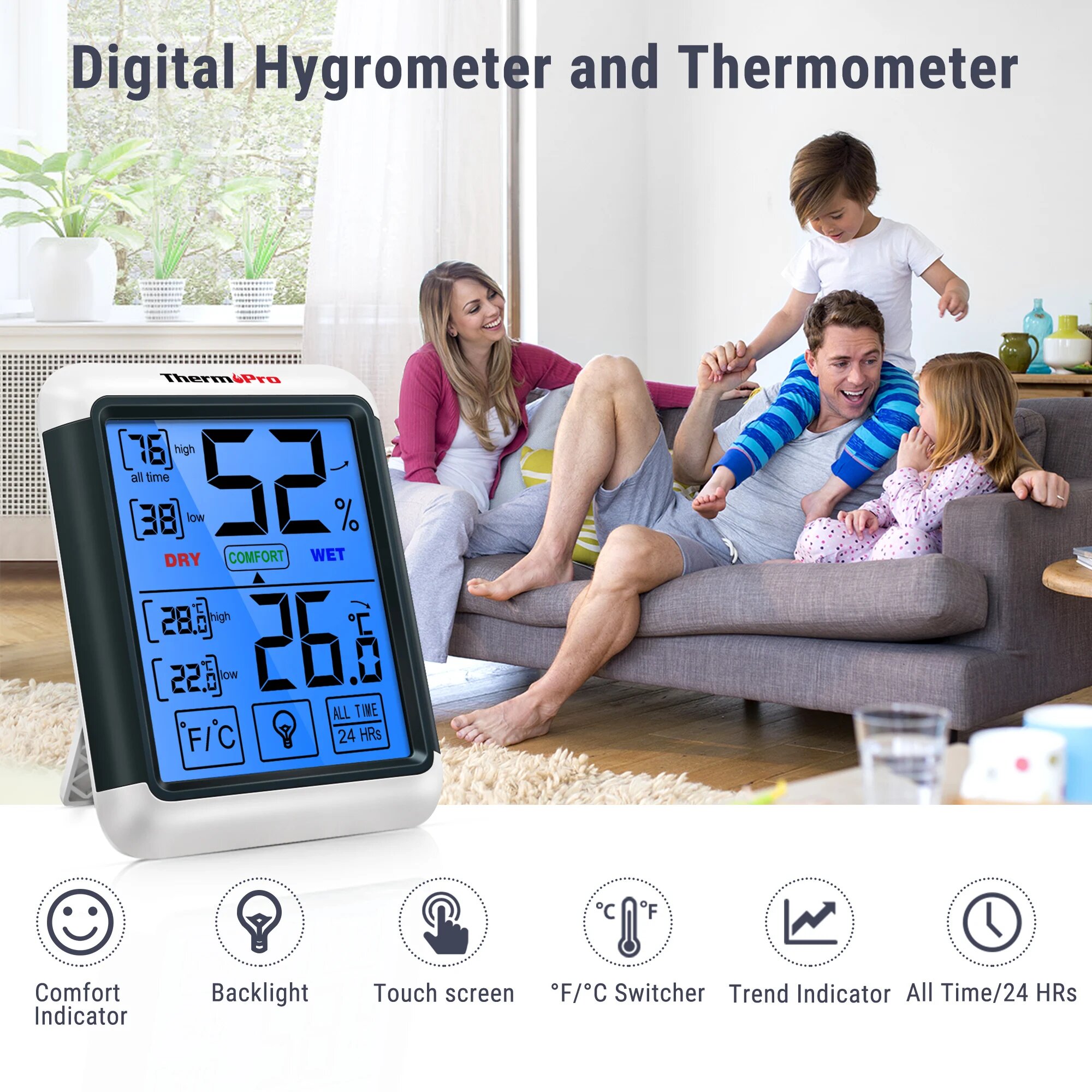ThermoPro TP55 Цифровой термогигрометр — фото 1