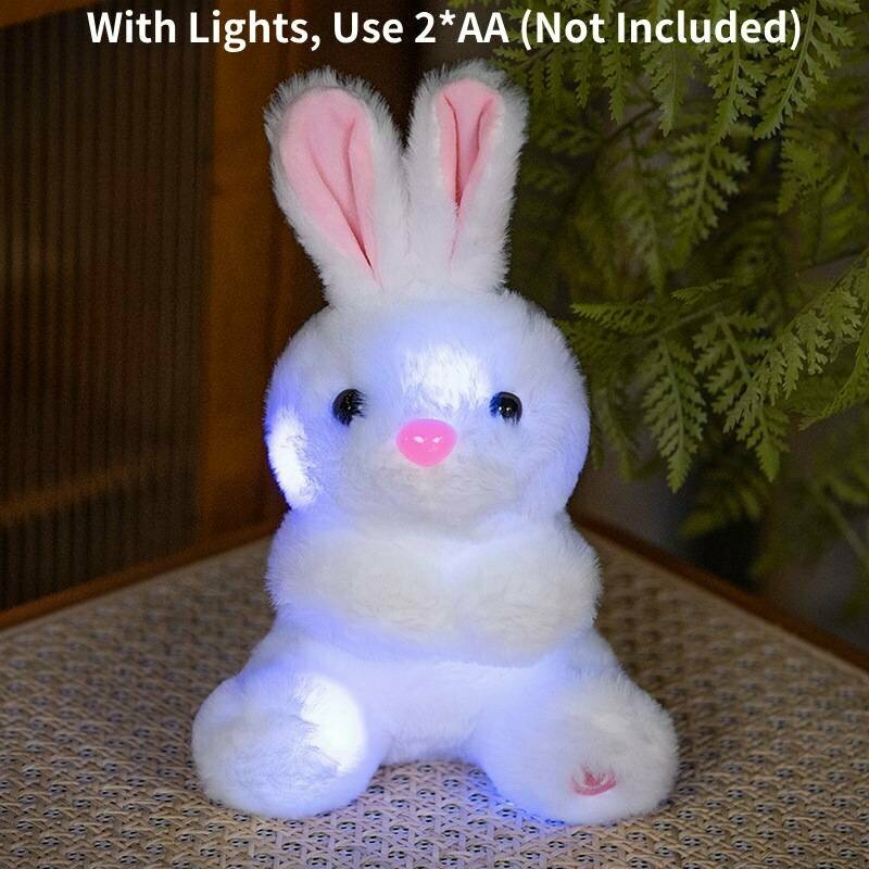 Colorful glowing rabbit plush toy cute stuffed animal for kids cozy night light gift