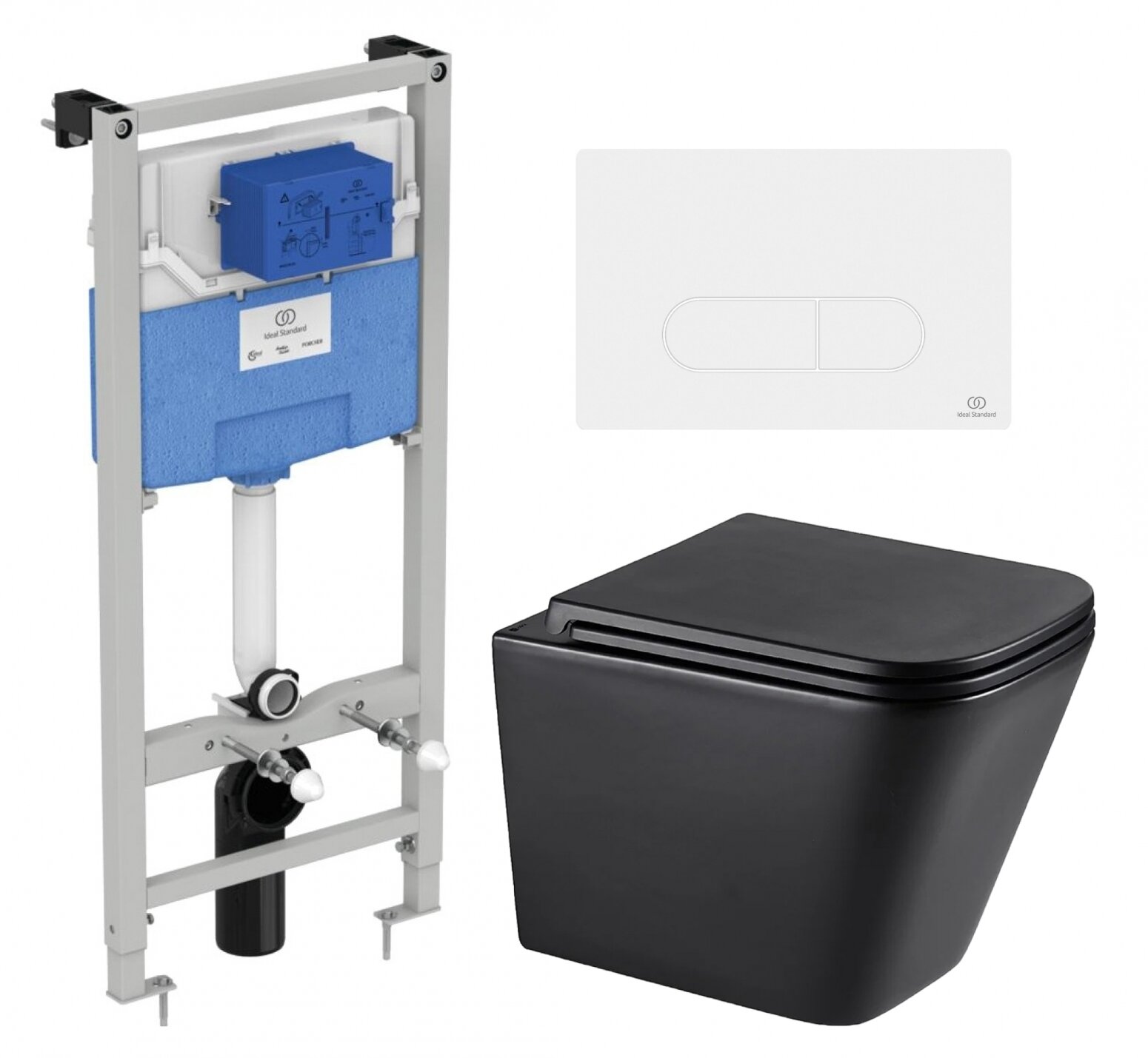Комплект 3 в 1 инсталляция Ideal Standard + Унитаз подвесной Lemark Florex 9612002 + кнопка белая
