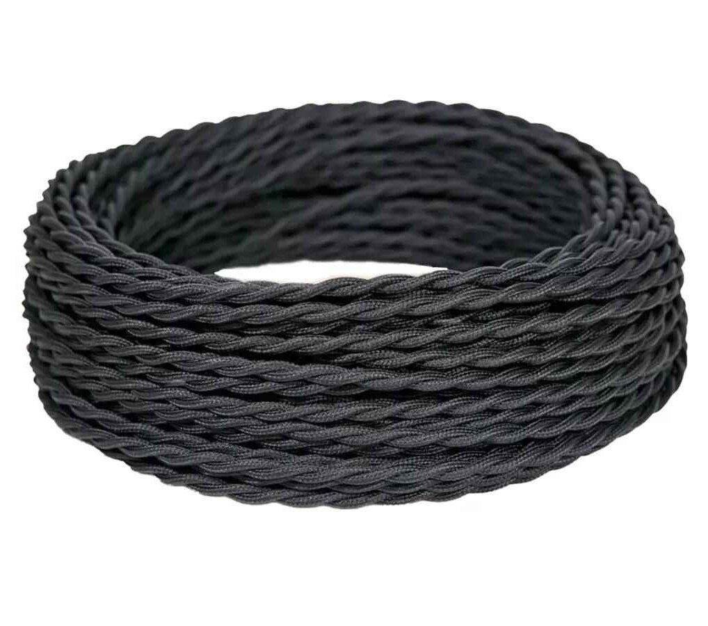 Ретро-провод монтажный витой ПВХ 3х1,5 мм, чёрный, МезонинЪ