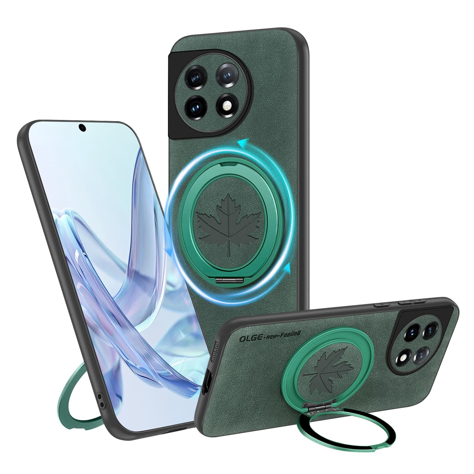 Рисунок кленового листа Чехол для OnePlus 11(Ван Плас 11), с кольцом подставкой