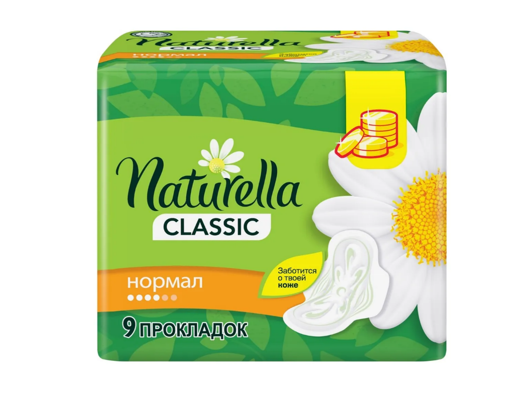Прокладки женские NATURELLA Classic Нормал с крылышками, 9 шт (6 упаковок)