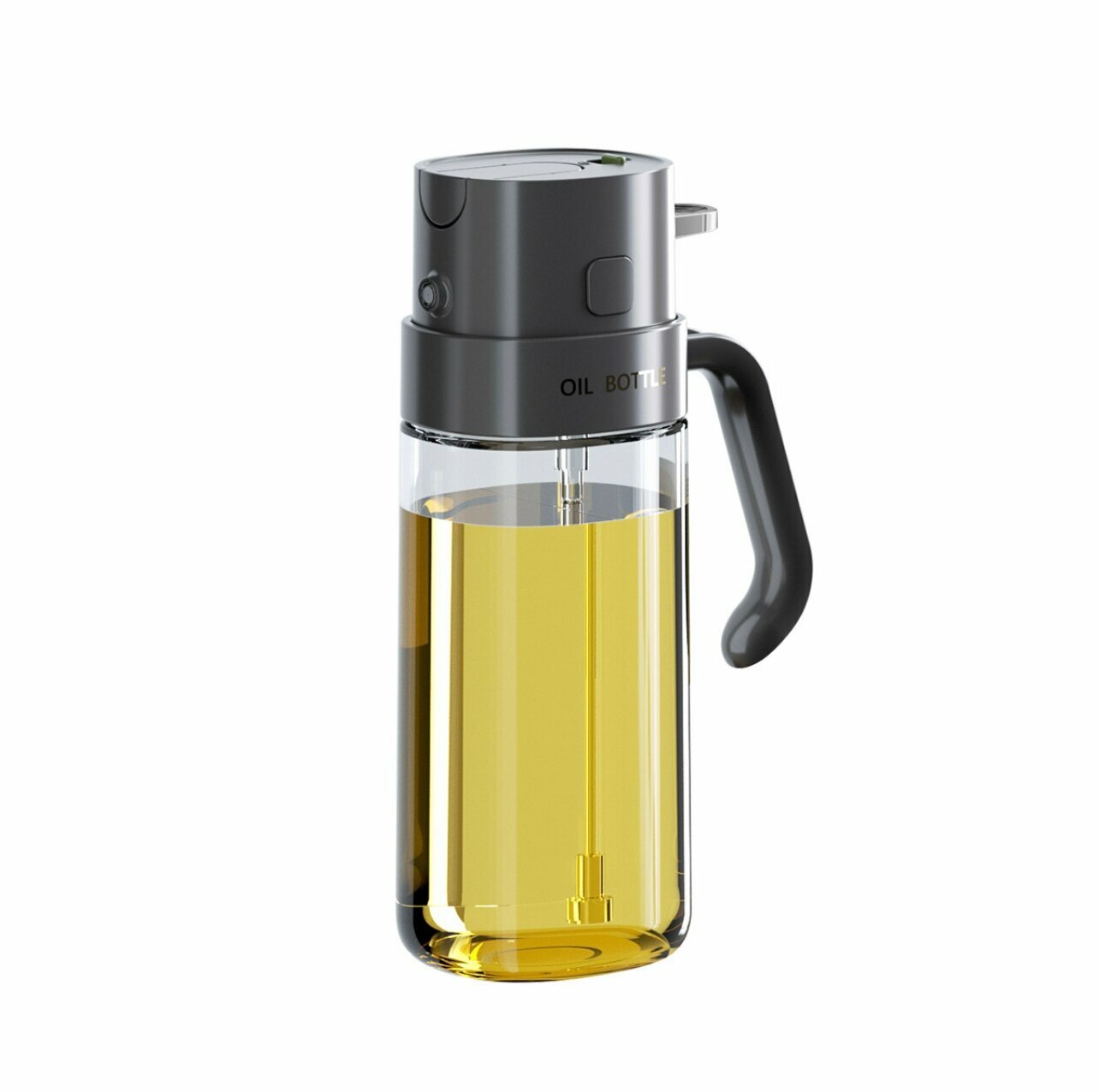 Бутылка для масла, наливатель+спрей, 550 мл, стекло/пластик, черный