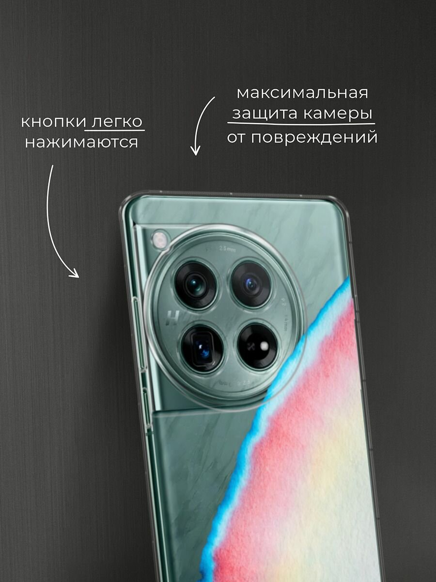 Чехол на OnePlus 12 / Ван Плас 12 с принтом Слияние красок, прозрачный — фото 1