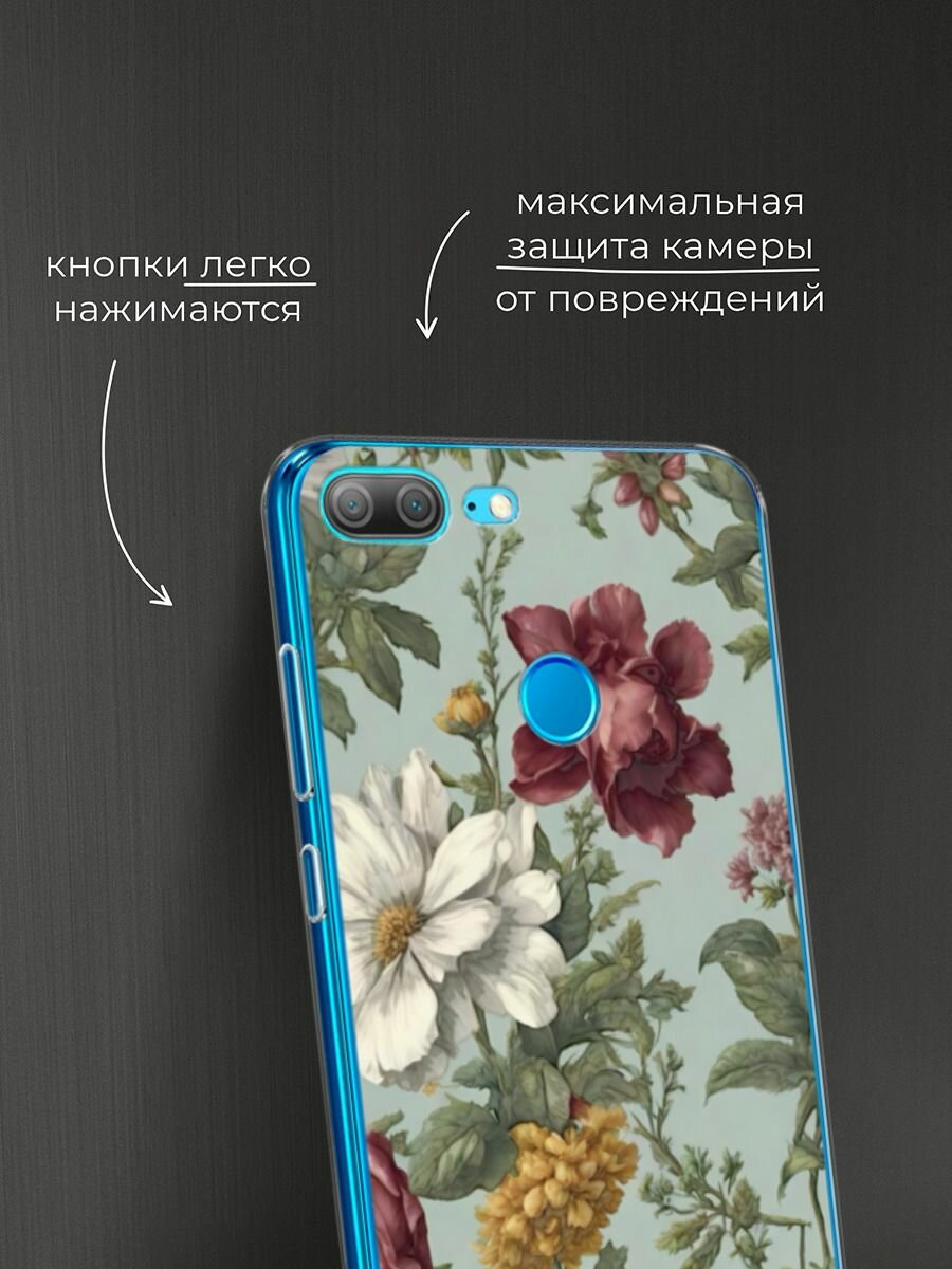 Чехол на Honor 9 Lite / Хонор 9 Лайт с принтом Акварельные красные цветы — фото 1