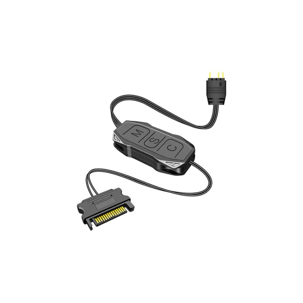 AR-1 5V 3Pin ARGB LED Controller с питанием SATA 15 Pin для RGB вентиляторов и светодиодных лент, контроллер ARGB устройств 5V 3Pin, управление режимами подсветки, скоростью изменения цвета, яркостью, для корпусных вентиляторов, светодиодных панелей,