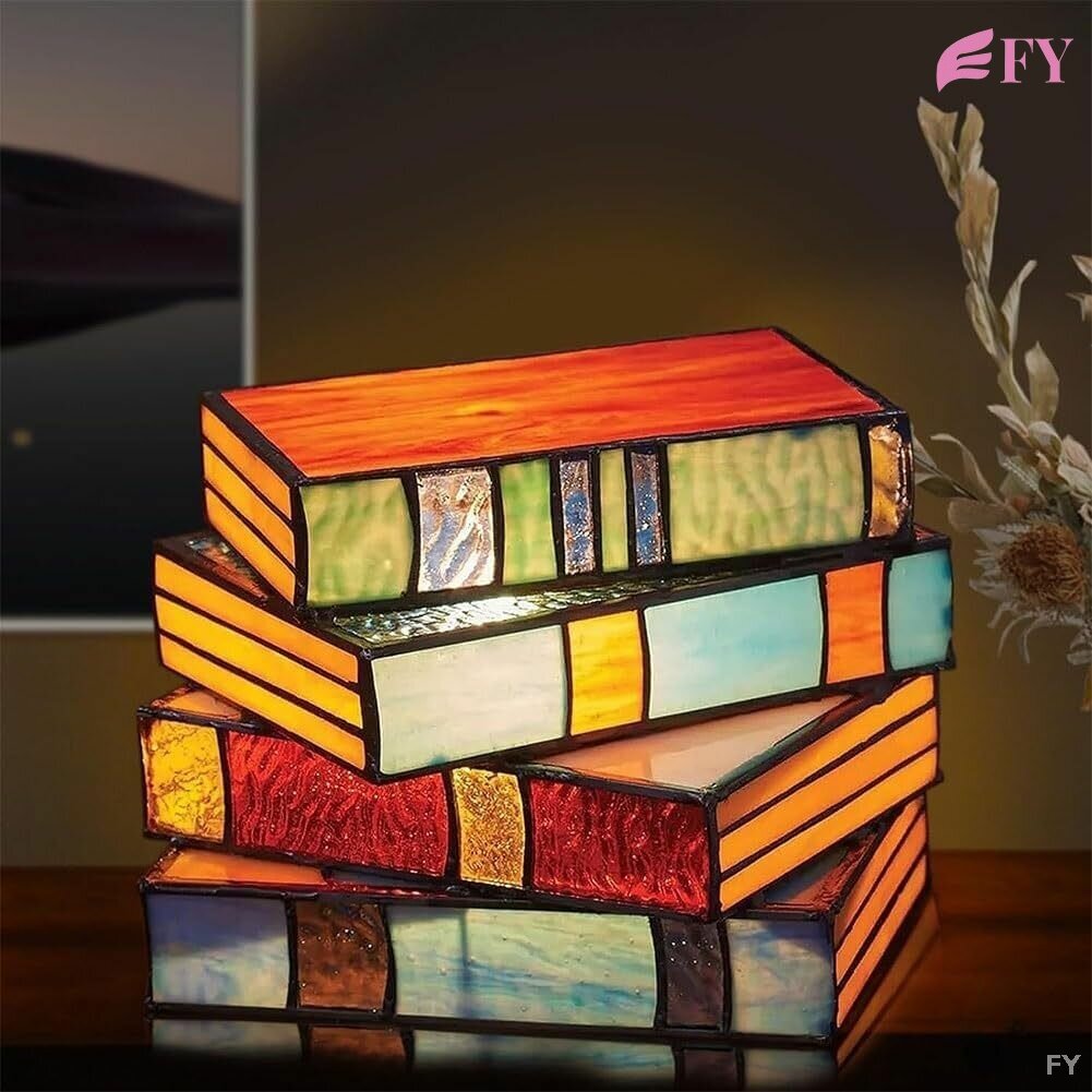 Книжный светильник из витражного стекла / Stained Glass Stacked Bo oks Lam