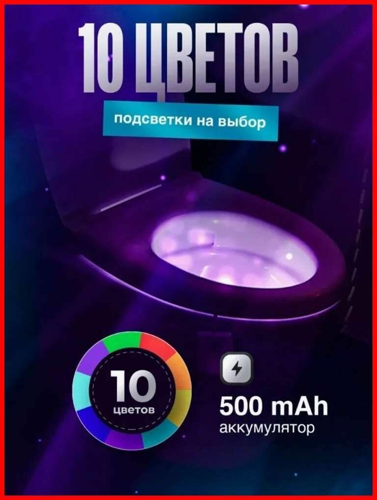 Подсветка для унитаза с датчиком движения / Ночник для туалета