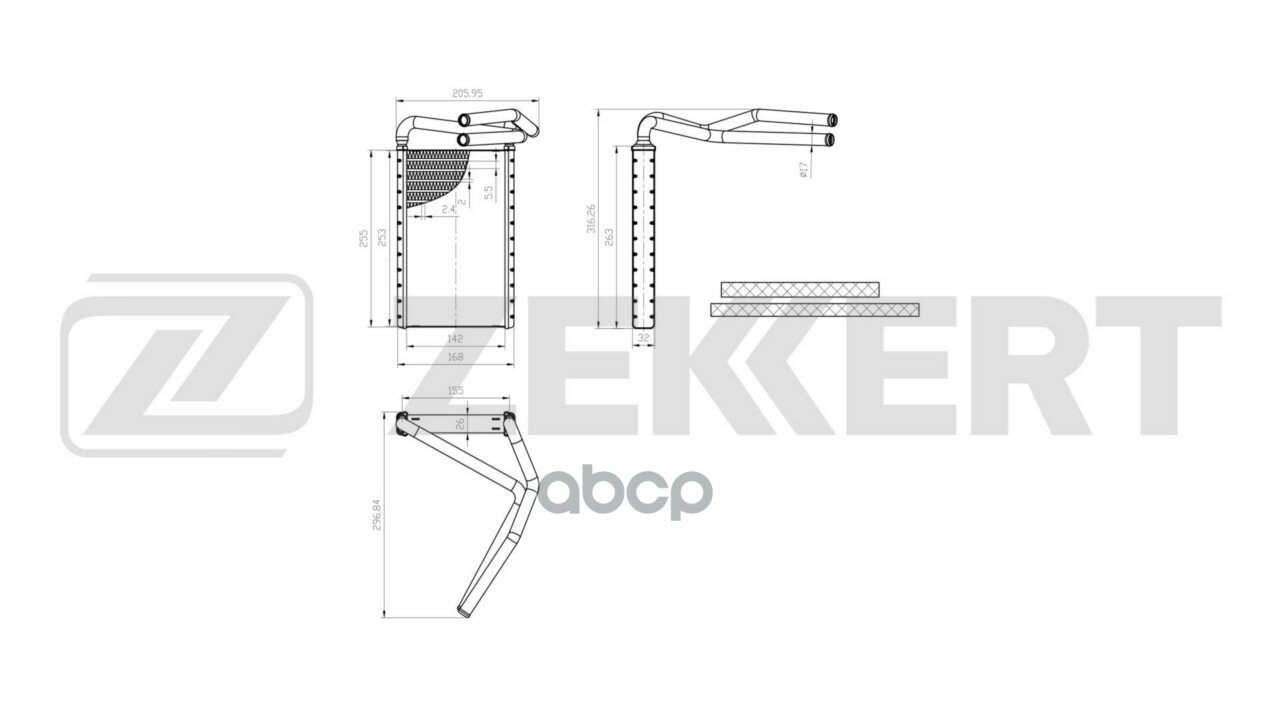 Радиатор отопителя Kia Sorento 06- Zekkert арт. mk-5160