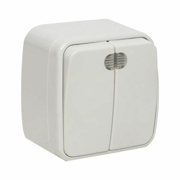 Выключатель 2-кл. ОП Минск 10А IP20 с индикатором бел. Basic EKF EGV10-123-10