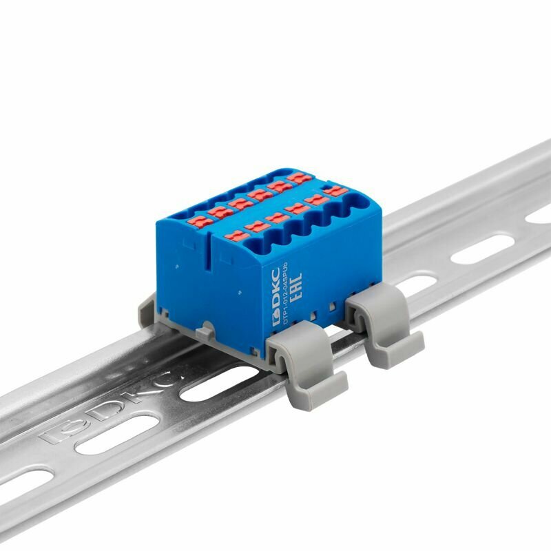 Блок распределительный с горизонт. адаптером на рейку шир. 35мм зажим push-in 12 точек подключения 2.5кв. мм син, DKC DTP1-012-04SPUB-H (1 шт.)