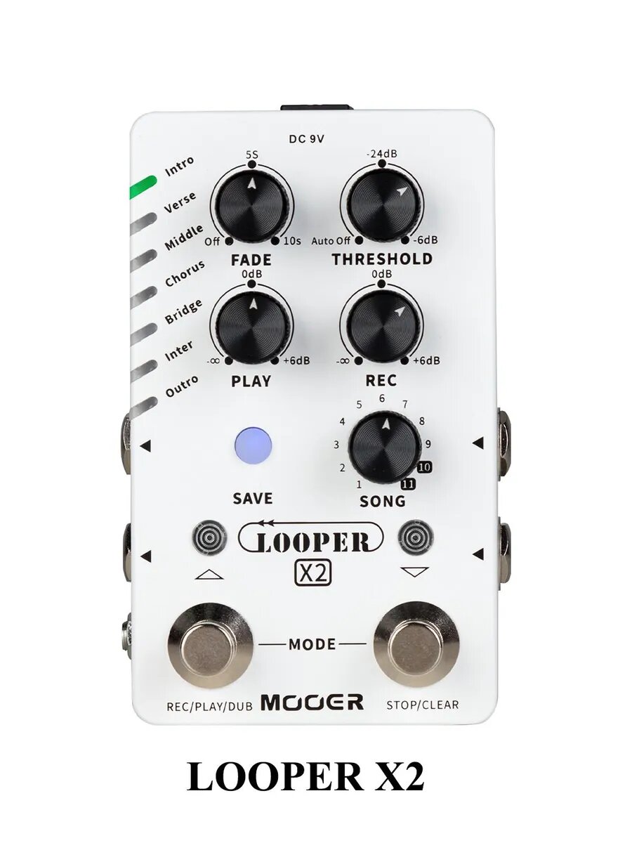 Петлитель Looper X2 для электрогитары, педаль эффектов с функцией задержки и реверберации