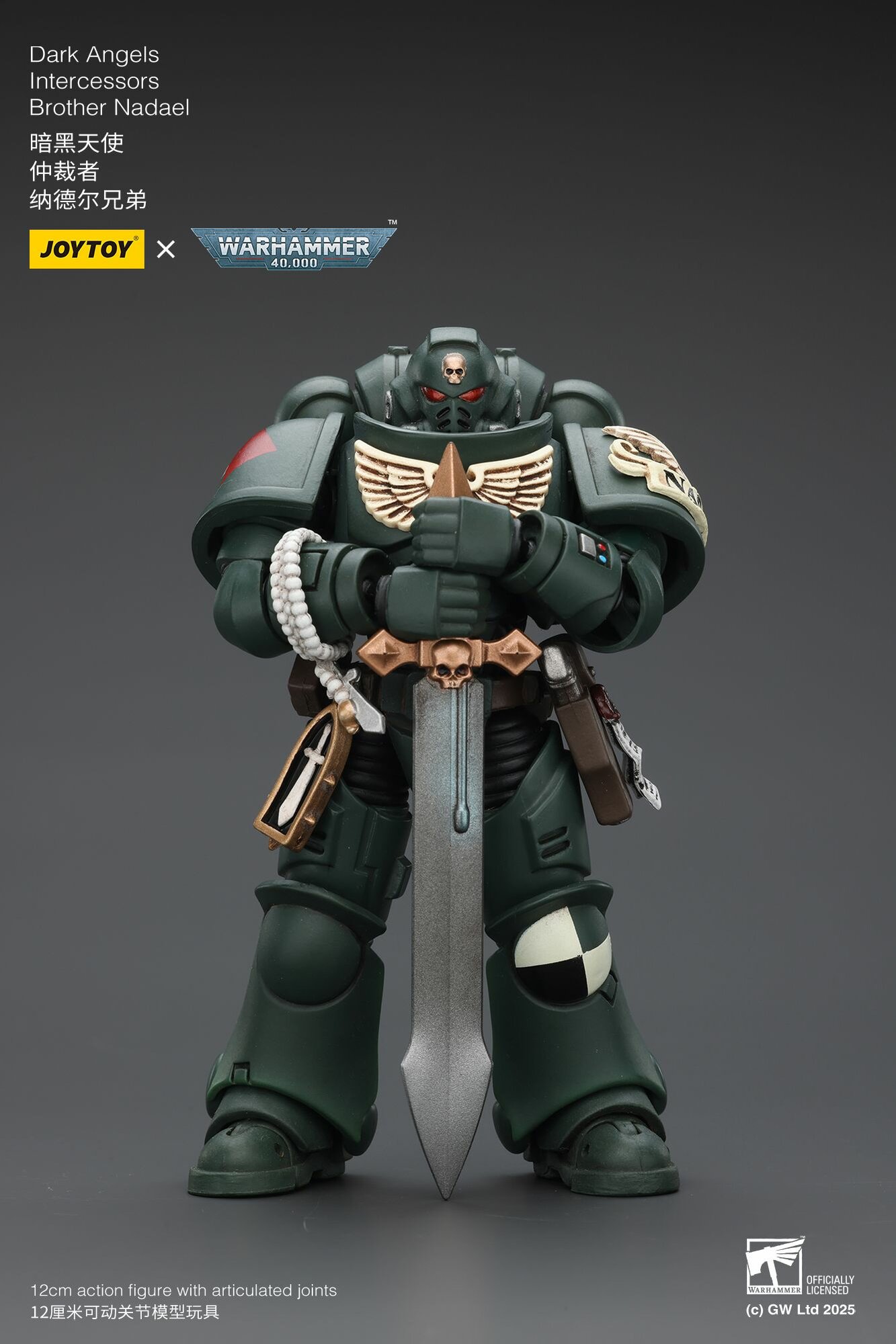Подвижная фигурка JOYTOY Warhammer 40K Dark Angels Intercessors Brother Nadael, Игры для персонажей Коллекция подарков на день рождения