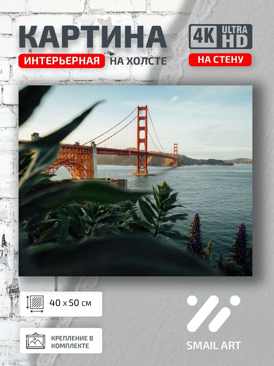 Картина на холсте интерьерная 40 на 50 на стену Золотые Ворота для офиса атмосфера