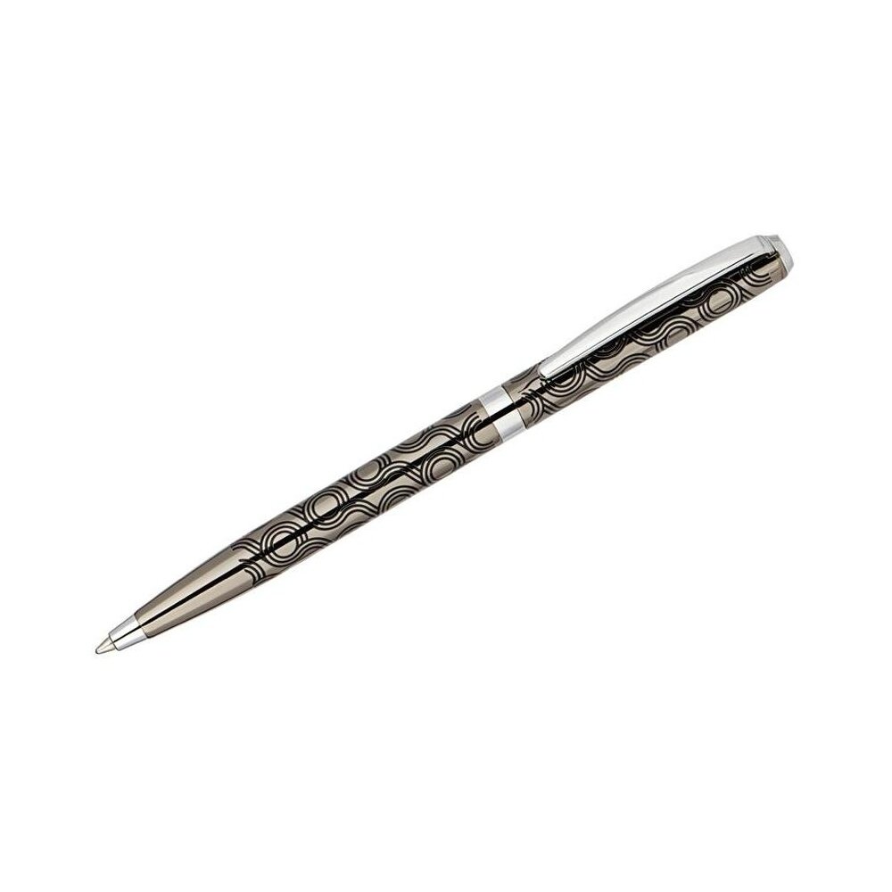 Delucci CPs_11400 Ручка шариковая delucci motivo синяя, 1,0мм, корпус оружейный металл/серебро, поворот, подарочная упаковка