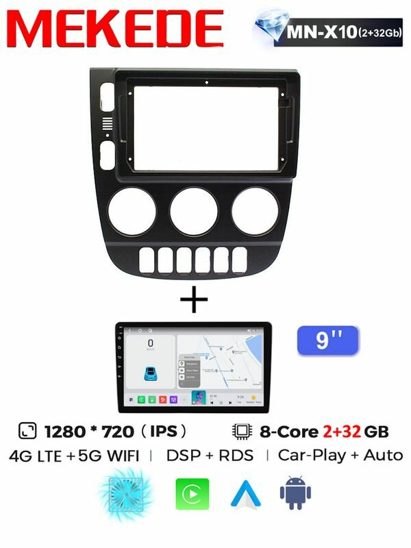 Магнитола 9" Mekede MN X10 Pro 2/32 Gb Mercedes Benz M-Class W163 2001-2005 чёрная carplay