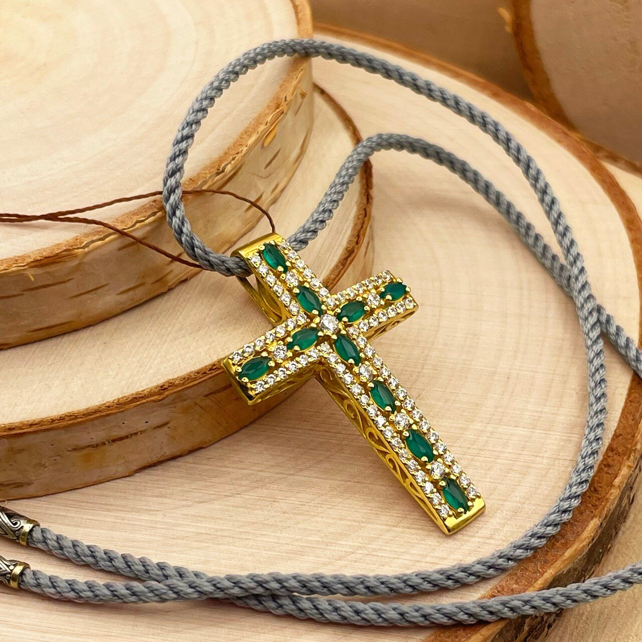 Комплект украшений, серебро, 925 проба, золочение, чернение, оксидирование, фианит