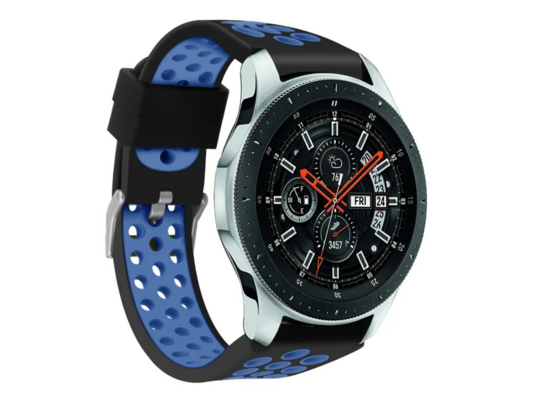 Силиконовый ремешок MyPads для смарт-часов Samsung Gear S2 R720 со спортивным дизайном с дырками под вентиляцию синий