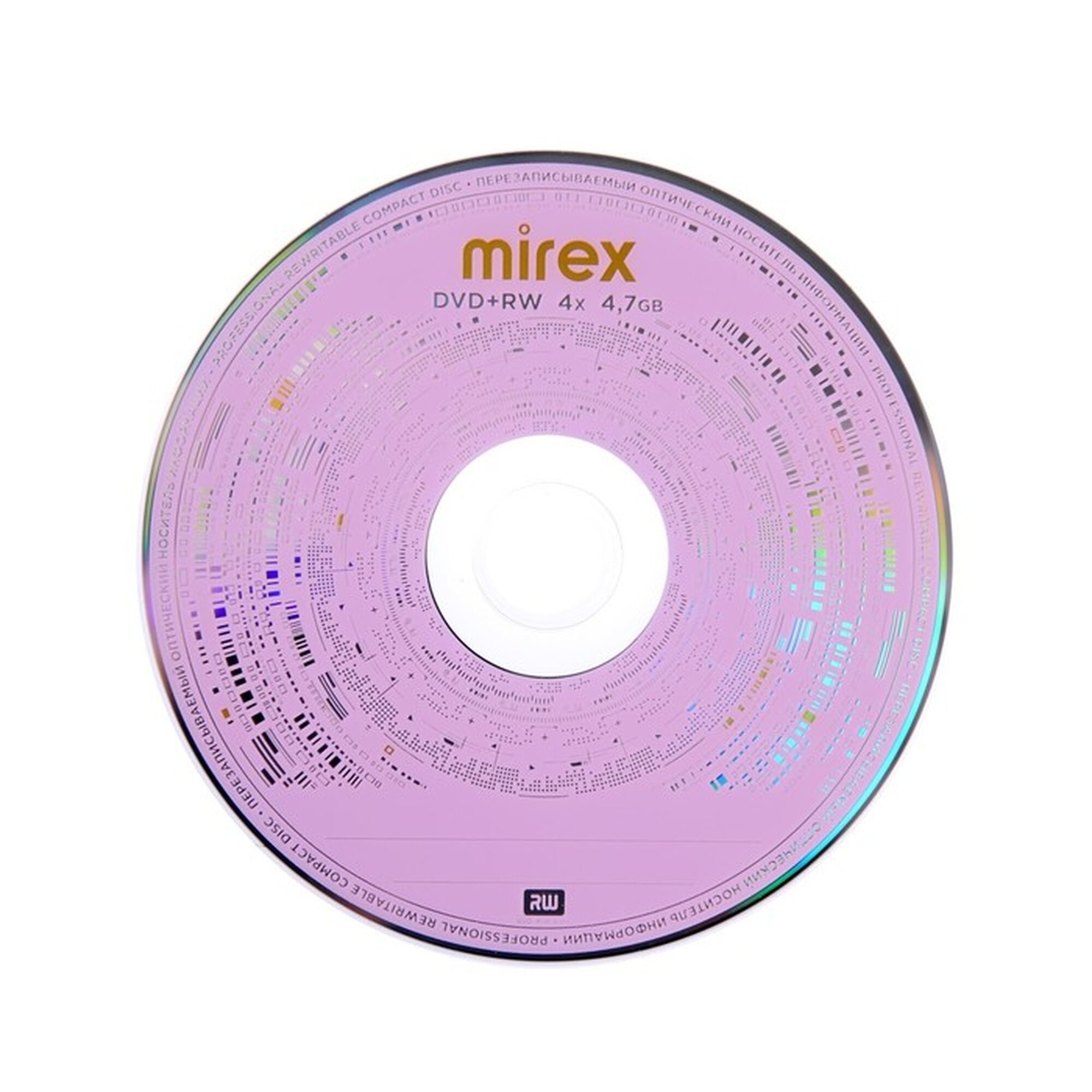 Диск DVD+RW Mirex Brand, 4x, 4.7 Гб, конверт, 1 шт, цвет розовый