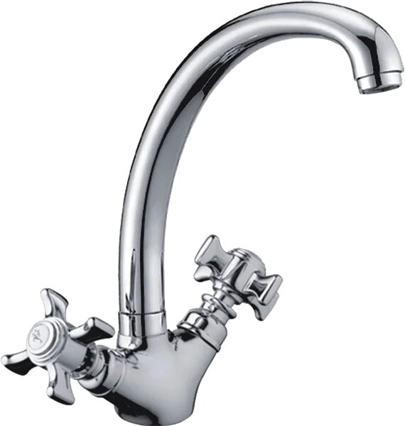 Смеситель для кухни Haiba HB24 HB4724 с поворотным изливом, хром, глянцевый, вентильный, латунный