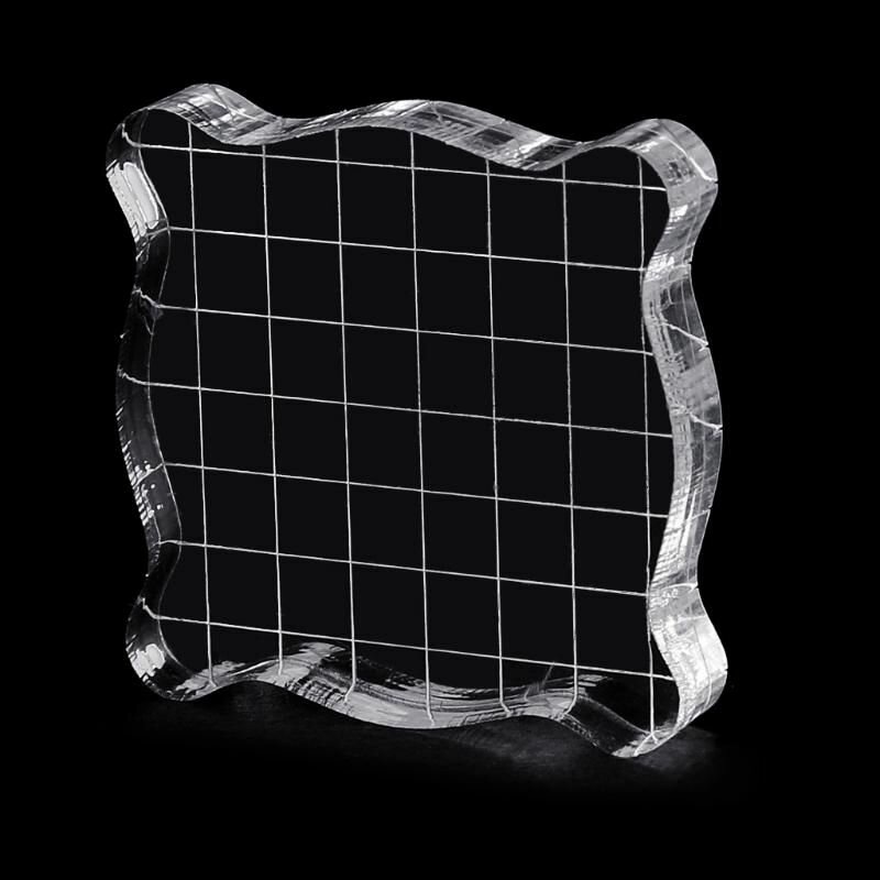 Акриловый штамп-блок, - Маленький квадратик с кружевной пунктирной линией размером 7,5x7,5x1 см