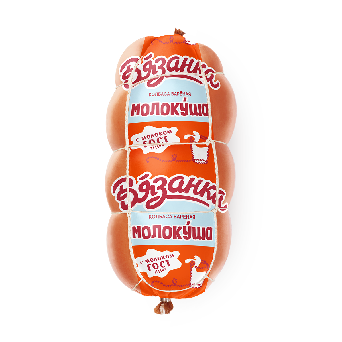 Колбаса Молокуша "Вязанка", варёная, свинина/курица/говядина, 450 г
